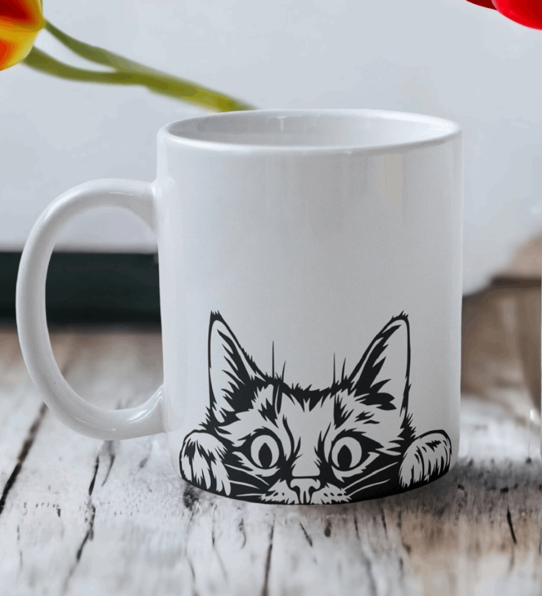 'Peeking Cat' Design Mug – Laser Design Creations