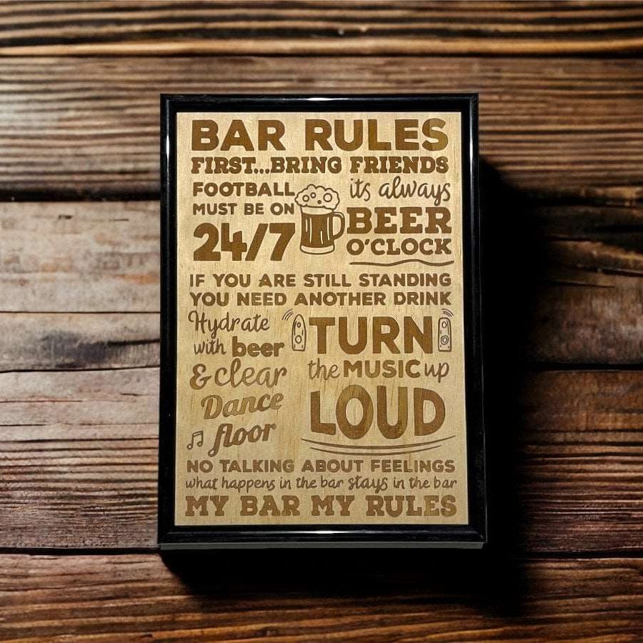 Bar Rules Sign - Wood Engraved Design – Laser Design Creations
