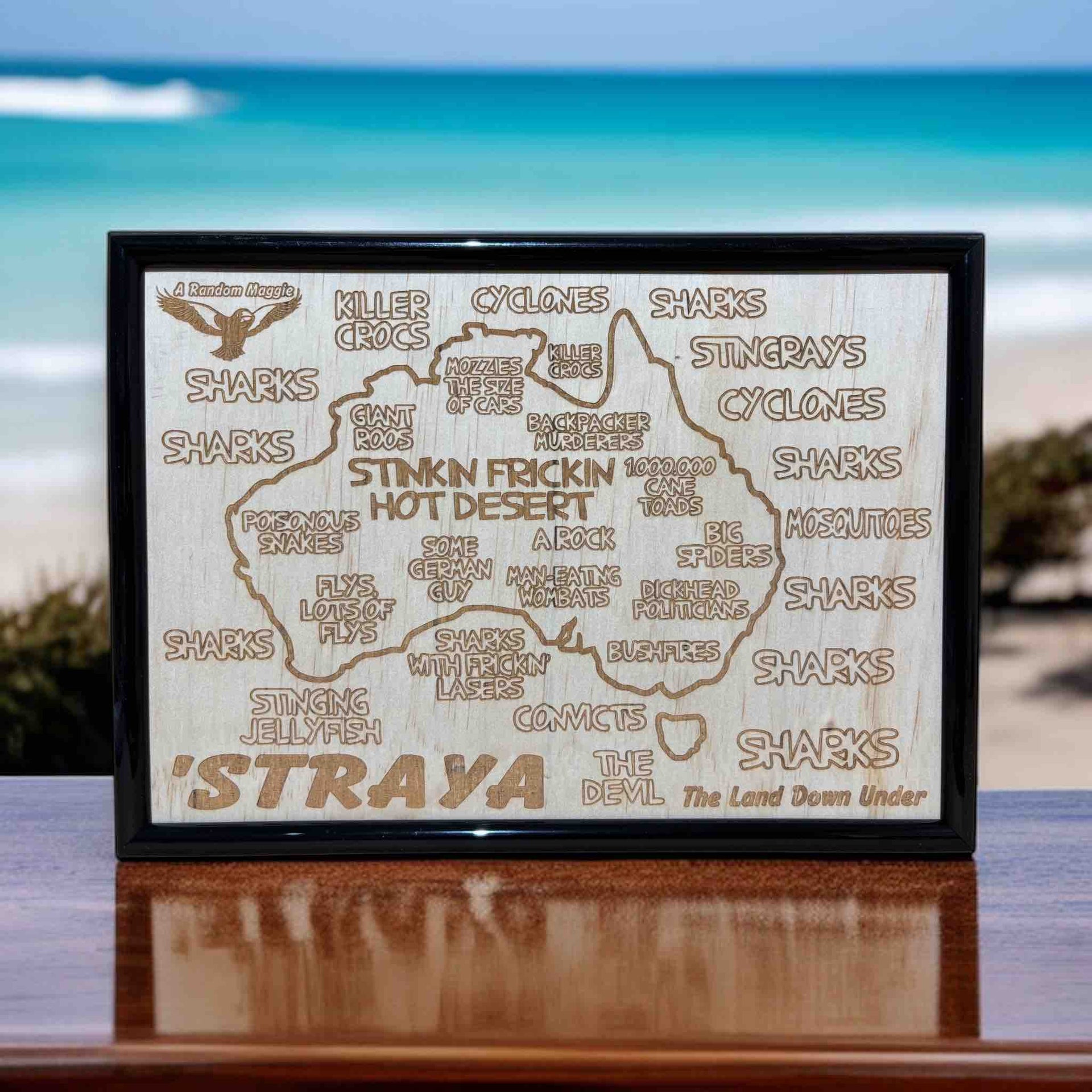 Funny Australia Map Wood Engrave Art | Straya Wall Decor | Aussie Made ...