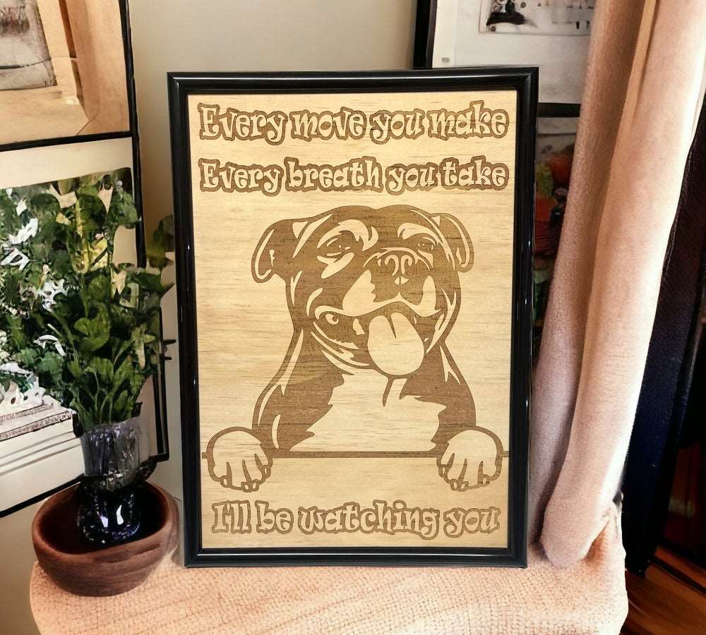 Staffordshire Bull Terrier ‘Staffy’ - Wood Engraved Design – Laser ...