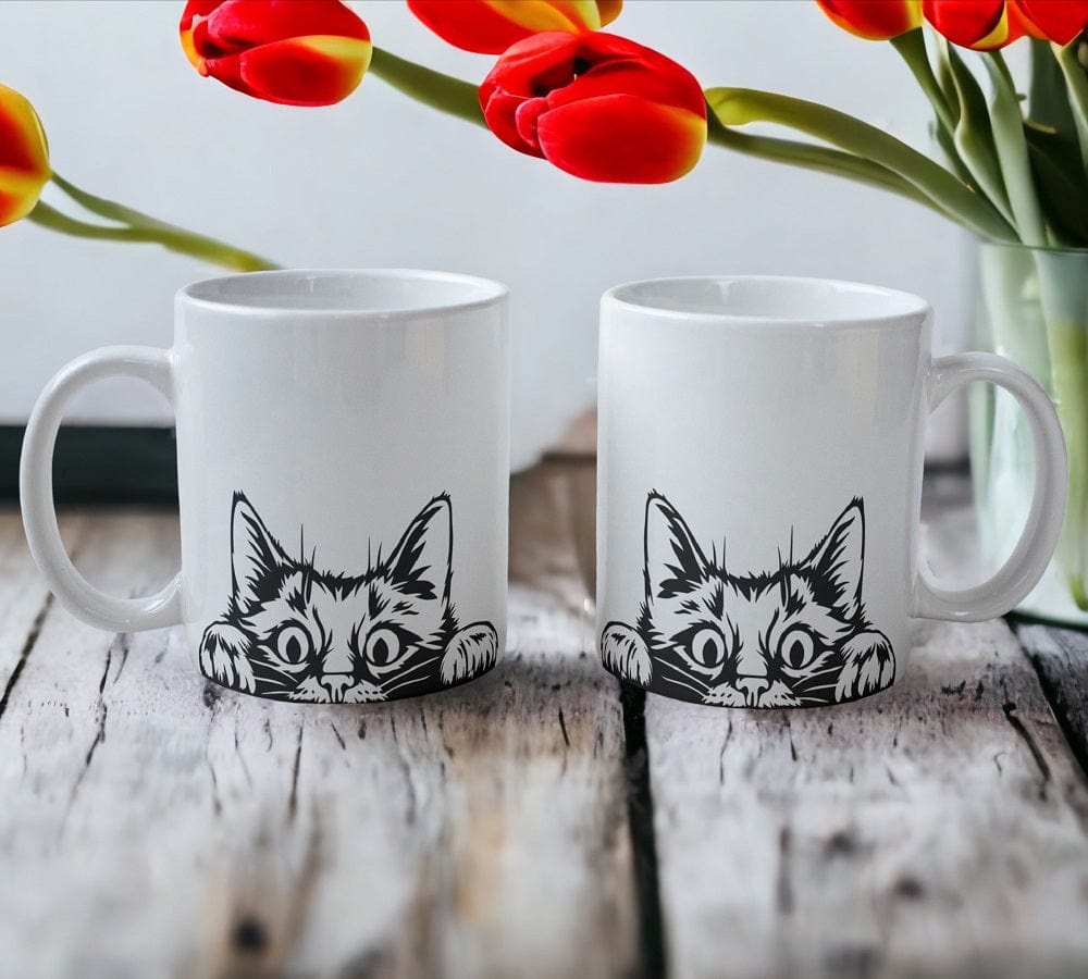 'Peeking Cat' Design Mug – Laser Design Creations