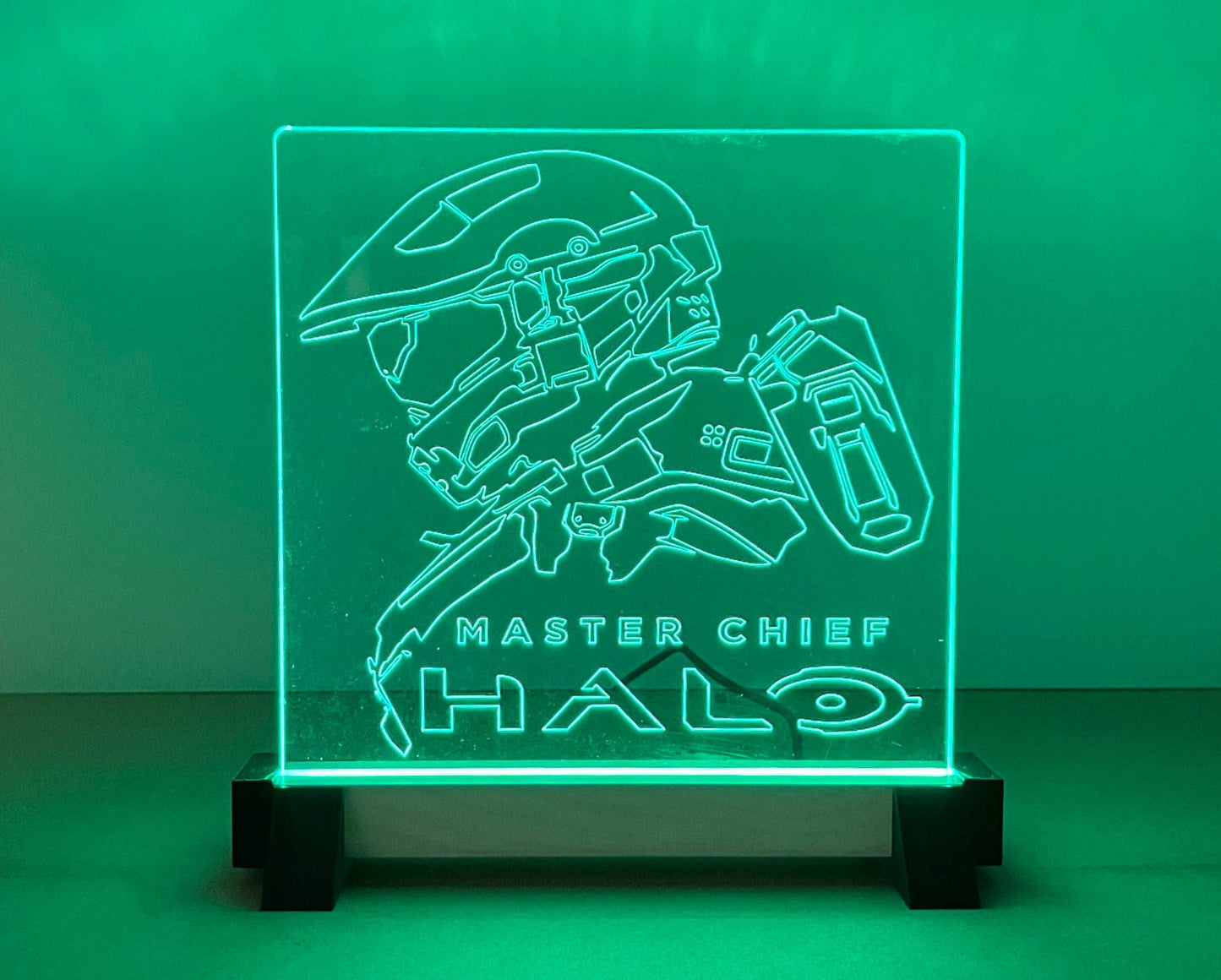 Halo Master Chief - Green LED Acrylic Sign / Lamp – Laser Design Creations